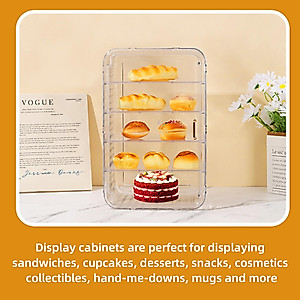 JILLMO Pastry Display Case, Bakery Display Case, Bread Box Plastic, Bread Keeper Storage Container Airtight, Four-Ply Adjustable Height Bread Boxes for Kitchen Counter