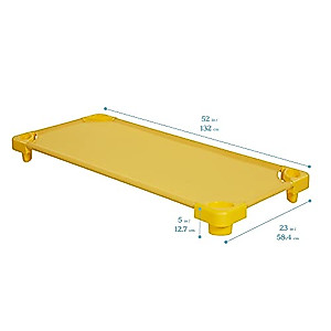 ECR4Kids Stackable Kiddie Cot, Standard Size, Classroom Furniture, Ready-To-Assemble, Yellow, 6-Pack