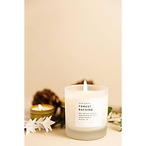 Slow North Forest Bathing Candle (8 oz) Scented with Essential Oils Soy Wax Candle, 100% Pure, Reusable Frosted Glass Tumbler with Cork Lid, Cotton Wick, Hand-poured in USA