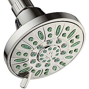 AquaDance Antimicrobial/Anti-Clog High-Pressure 6-setting Shower Head, Microban Nozzle Protection from Growth of Mold, Mildew & Bacteria for Stronger Shower! (Brushed Nickel Finish/Coral Green Jets)