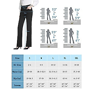 Tapata Women's Bootcut Dress Pants 28"/30"/32"/34" Work Pants with Pockets Stretchy Slacks Business Casual Pants Tall/Long/Petite/Regular, 30" Black, XL