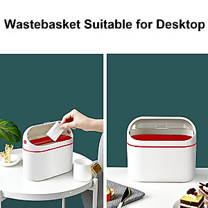 LALASTAR Lint Bin, Mini Desktop Trash Can with Lid for Office Countertop, Mountable Tiny Wastebasket for RV, Dorm, Freezer, Laundry and More (Orange)