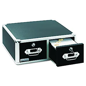 Vaultz Locking 4 x 6 Index Card Cabinet, Double Drawer, Black (VZ01395)
