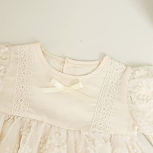 HOOLCHEAN Baby Infant Girls' Lace Beige Bodysuits Dress with Headband, 0-6 Months