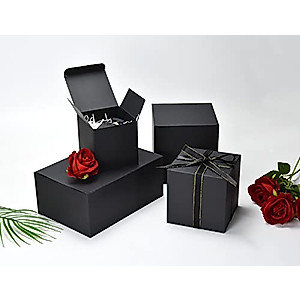 HUAPRINT Black Gift Box,Gift Boxes with Lids 5x5x5inch,24pcs Paper Gift Box Bulk,Gift Boxes for Presents,Birthday,Bridesmaid Proposal,Groomsmen Engagements,Baby Showers,Christmas,Wedding Party Favor,Cupcake,Crafting,Holidays