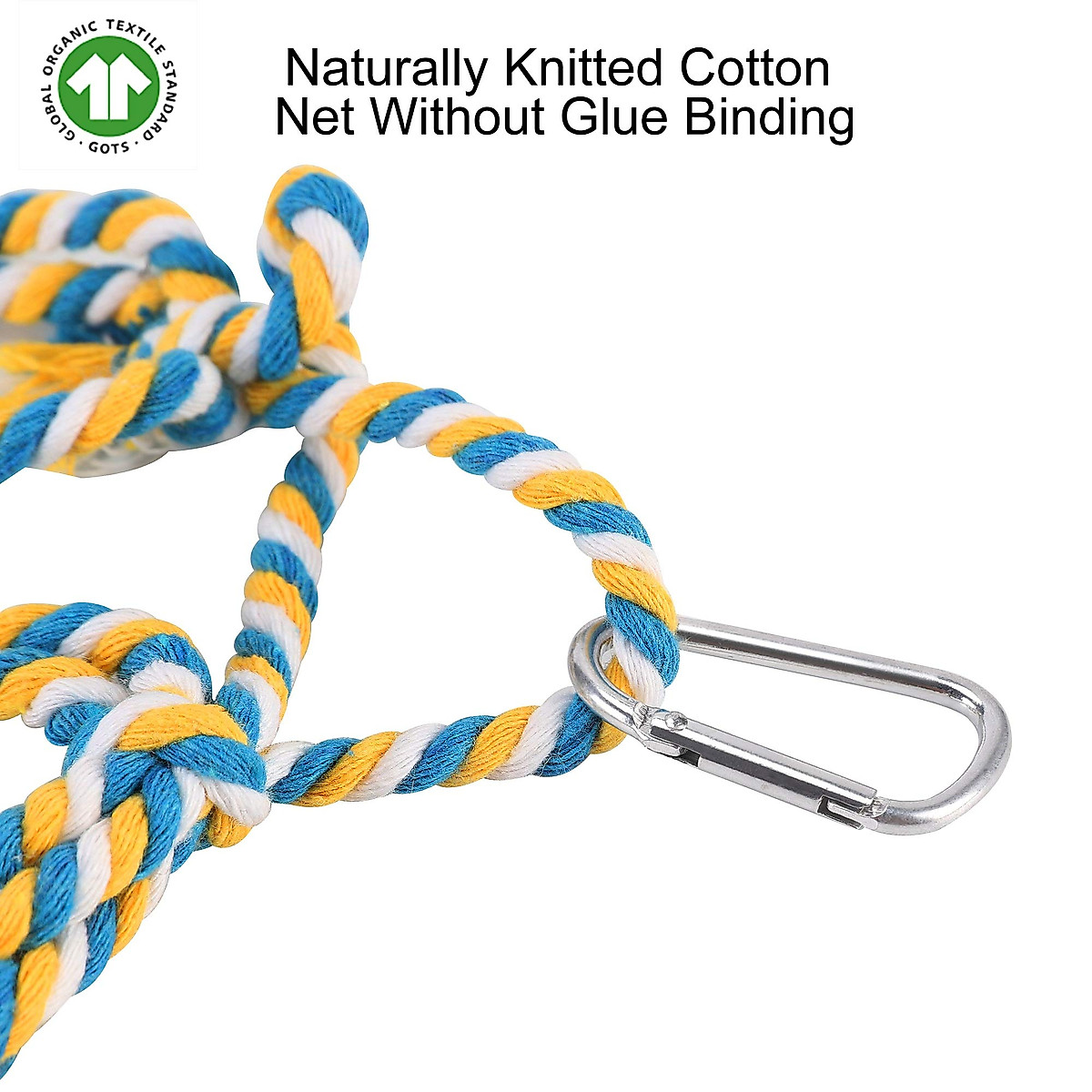 Yihihi Pet Climbing Rope Net, Bird Climbing Rope Ladder, Sturdy Rope Bridge, Ferret Cotton Rope Net, Rat Hanging Bed Hammock Swing Ladder, Eco-Friendly 100% Organic Cotton Small Animal Habitat Decor.