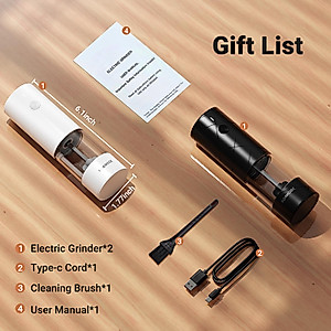 Large Capacity Electric Salt and Pepper Grinder Set – USB Rechargeable Salt Pepper Grinder Set of 2 – 6-Level Adjustable Coarseness–Automatic Salt Grinder and Pepper Mill – Easy One-Hand Operation