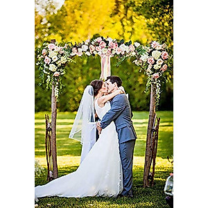 Lvydec Artificial Rose Flower Swag, 25 Inch Decorative Swag with Fake Roses, Green Leaves and Silk Ribbon for Wedding Arch Front Door Wall Decor