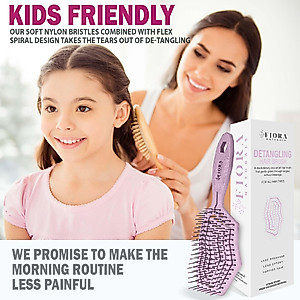 Fiora Naturals Hair Detangling Brush -100% Bio-Friendly Hair Detangler Brush w/Ultra-soft Bristles- Glide Through Tangles with Ease - For Curly, Fine, Women, Men, Kids, Toddlers, Wet and Dry Hair