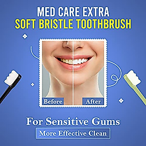 Med Care Extra Soft Bristle Toothbrush for Adults with Sensitive Gums, 4 Pack, Non-Slip ABS Ergonomic Handle with 20000 Bristle Protects Teeth and Gums and Removes Tartar, Bad Breath, and Plaque