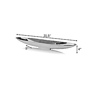 Modern Day Accents Barco Long Boat Tray, Silver (8453)