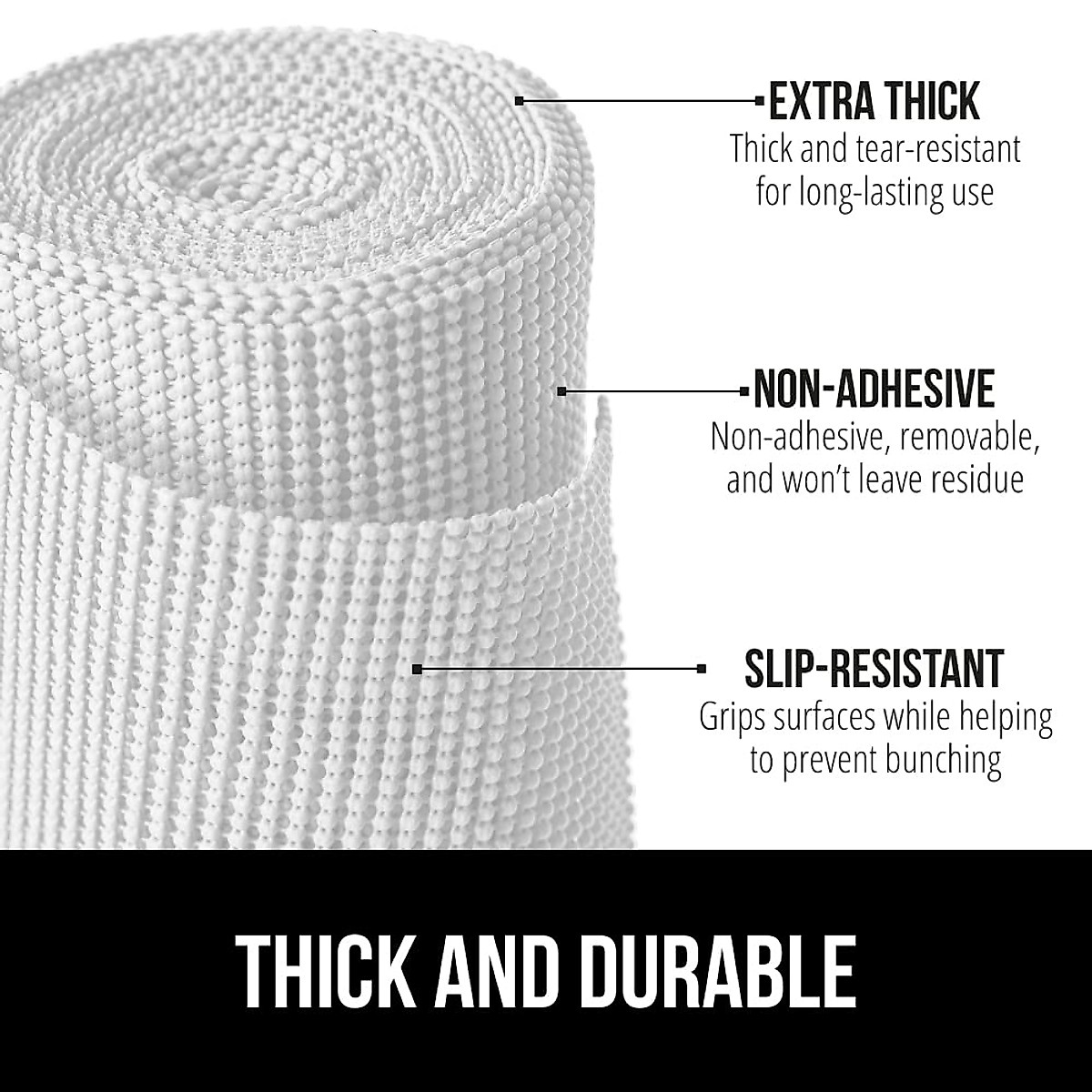 Gorilla Grip Drawer Liner and Mattress Gripper, Drawer Liner Size 12 in x 20 FT in White, Non Adhesive, Mattress Gripper Size Queen, Slip Resistant, Easy Trim, 2 Item Bundle
