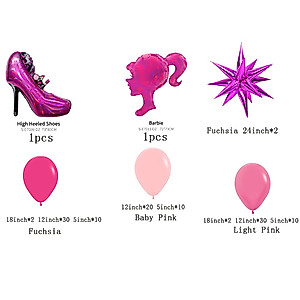 Pink Girl Balloons for Birthday Party Decoration Girl Theme Pink Dreamnhouse Pink Fuchsia Latex Balloons High-heeled Balloon Exploding Star Balloon Balloons (Balloons Suit)