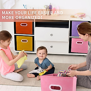 Storage Cubes, 11-inch Cube Storage Bin, 6 Sets Foldable Fabric Storage Cubes With Handles, 6 Cube Storage Organizer, Storage Cube Bins for Toys, Clothes and Books (Multicolour) (Multicolour)