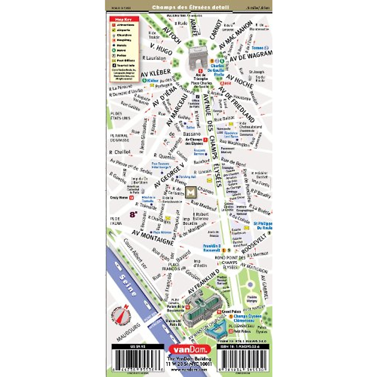 StreetSmart® Paris Map by VanDam - City Street Map of Paris, France - Laminated folding pocket size city travel and Metro map with all attractions, sights and hotels (2024 English and French Edition)