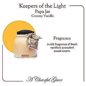 A Cheerful Giver - Creamy Vanilla - 34oz Papa Scented Candle Jar with Lid - Keepers of the Light - 155 Hours of Burn Time, Gift for Women, White