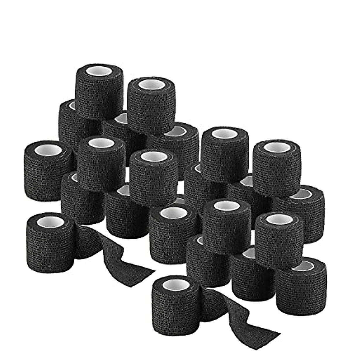 Vet Wrap - (Pack of 24-2 inch x 5 Yard Rolls) Self Adherent Wrap Cohesive Compression Bandage and Medical Gauze Bandage Roll Tape for Dogs, Cats, Horses, Black