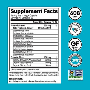 Physician's CHOICE Probiotics 60 Billion CFU - 10 Diverse Strains Plus Organic Prebiotic, Designed for Overall Digestive Health and Supports Occasional Constipation, Diarrhea, Gas & Bloating