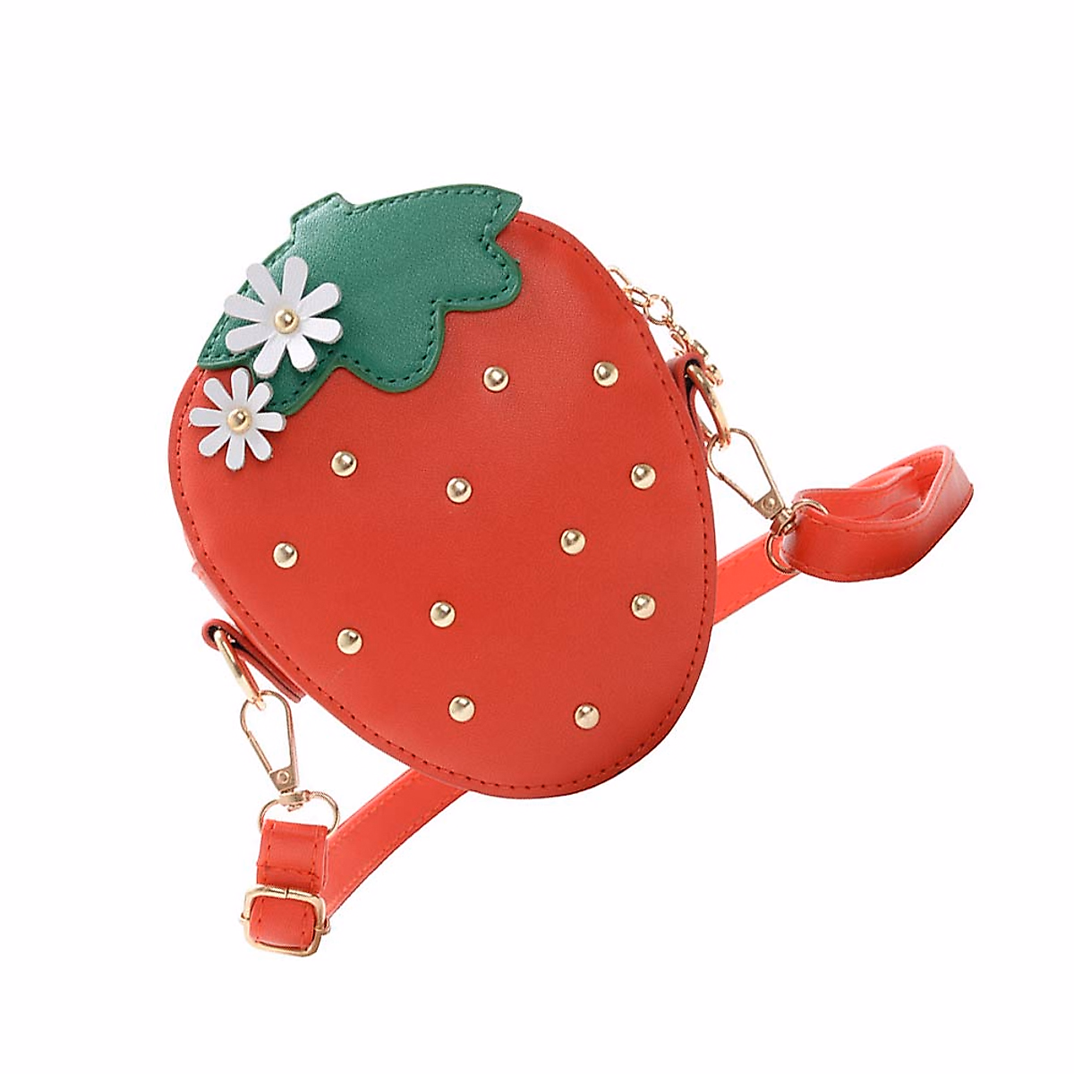 Amosfun Strawberry Shape Shoulder Mini Bag Novelty Cute Handbag Clutch Fruit Shaped Wallet Strawberry Coin Purse Crossbody Bag for Women Girl