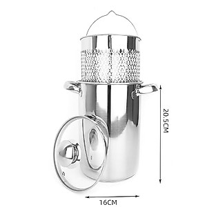 Asparagus Pot Stainless Steel Steamer Cooker with Basket and Lid Pasta 16cm 4L