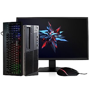 Lenovo ThinkCentre M92P Desktop Computer PC, Intel Quad-Core i5, 2TB HDD Storage, 16GB DDR3 RAM, Windows 10 Pro, DVD, WiFi, New 24in Monitor, RGB Productivity Bundle (Renewed)