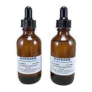 Phenolphthalein pH Indicator 1% Solution — 2 Dropper Bottles (2 oz) Each containing 50 mL of Solution