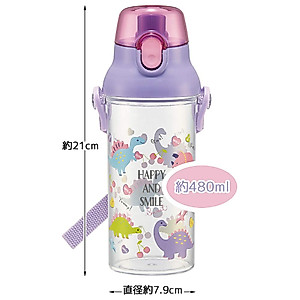 Skater PSB5TR Children's Water Bottle, Clear Bottle, 16.2 fl oz (480 ml), Happy & Smile Girls, Made in Japan