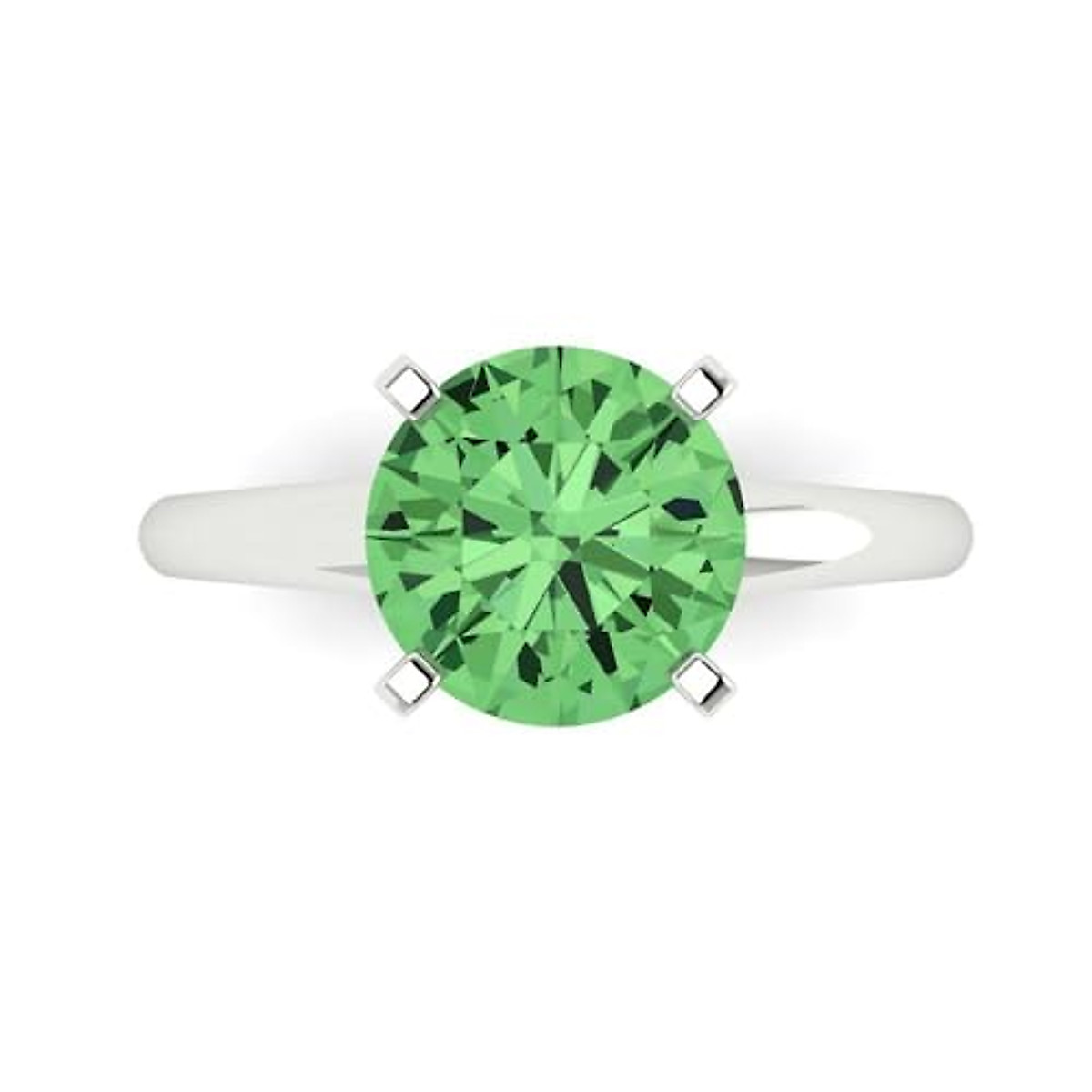 Clara Pucci 2.50ct Round Cut Solitaire Green Simulated Diamond Engagement Bridal Promise Anniversary Ring in 18K White Gold 10.5