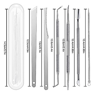 6pcs Ingrown toenail Tool, Toenail File and Lifters, Professional Surgical Stainless Steel Ingrown Toenail Removal Tool Kit, Under Nail Cleaner Tools Pain Relief(Natural color)