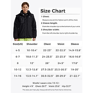 wantdo Kids Boys' 3 in 1 Snowboard Jacket Hooded Warm Winter Coat Fleece-Lined Waterproof Black 10-12