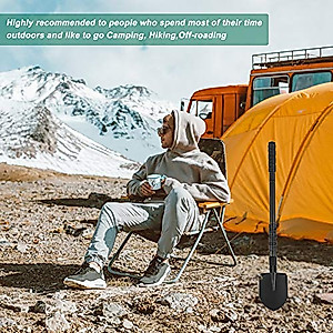 FLYEGO Folding Camping Shovel, Multifunctional Military Shovel Portable Metal Detecting Shovel High Carbon Steel Entrenching Tool for Camping, Car Emergency, Hiking, Garden, Trenching, Backpacking