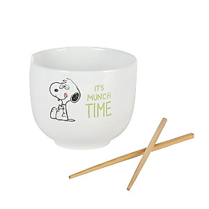 Peanuts Snoopy 6" Munch Ramen Stoneware Noodle Bowl w/Chopsticks