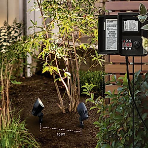 GOODSMANN Low Voltage Spotlights Landscape Lighting 5W LED 400 Lumen Outdoor Floodlights 2700K Warm White Replaceable MR16 LED Outside Hardwired Lighting with Metal Stake Cable Connector