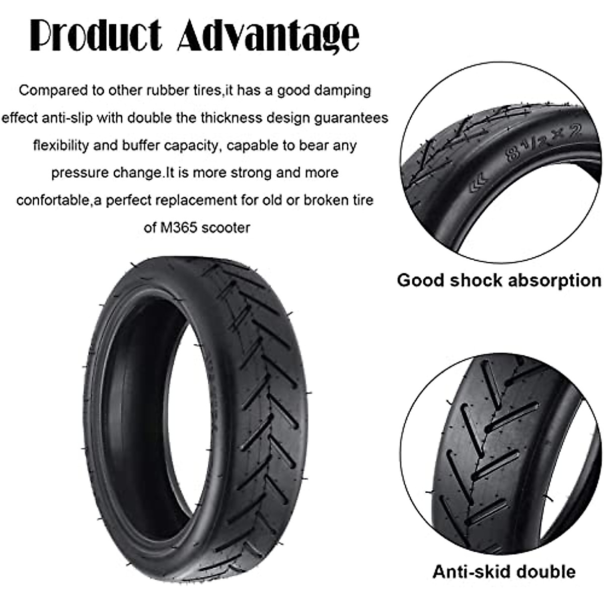 GLDYTIMES 8.5 inch Inner Tubes Outer Tires Compatible for Xiaomi Mijia M365 Electric Scooter - Suitable for All Types 8.5in Wheel (outer＆ inner tire)