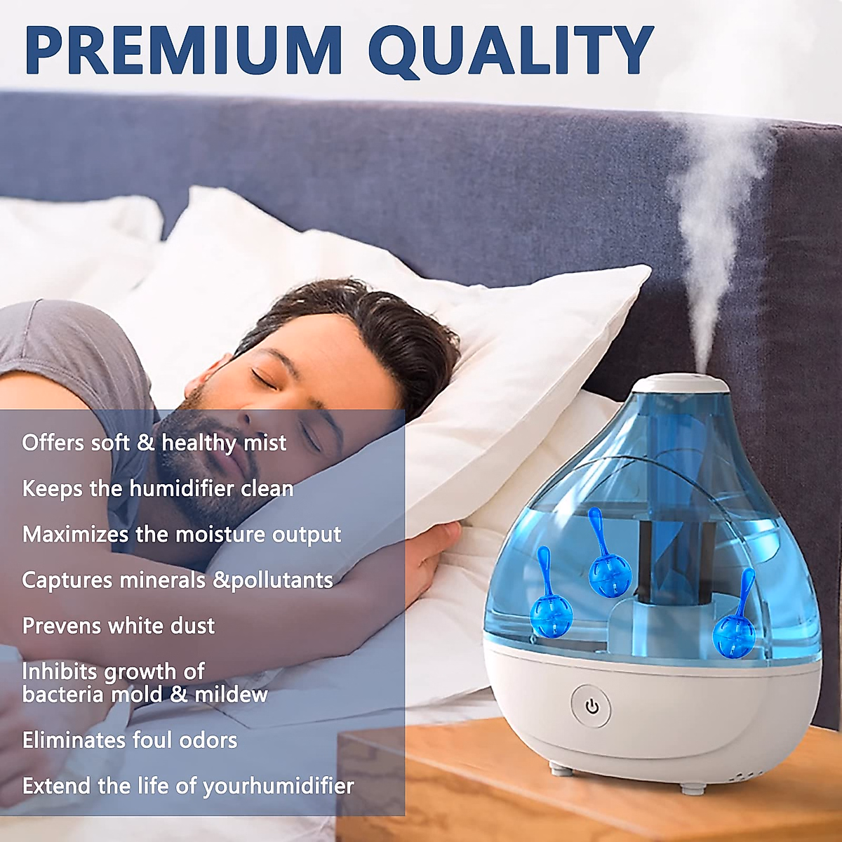 Humidifier Tank Cleaner, Raipoment Demineralization Cleaning Ball, Compatible with Mist Humidifiers, Fish Tank, Purifies Water, Prevents Hard Water Build-Up，Eliminates White Dust and Odor, 10pcs