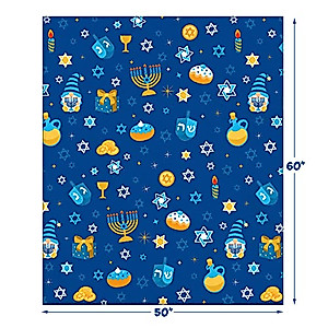 Chanukah Throw Blanket Soft David Star Menorah Dreidel Flannel Blanket Jewish Holiday Throw for Sofa Couch Bed Cozy Plush 50x60 Inch