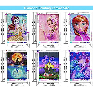 BOGVIAP Diamond Painting 6 Pack Diamond Art Sets Round Full Drill,Cartoon Diamond Painting 6 Pack,Perfect for Home Wall Decoration 12x16 Inch