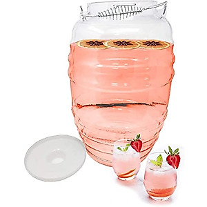 Set of 2 Mexican Vitrolero Container- 5 Gallon Water Jug-Agua Frescas-Juice Beverage Jug with Lid- 20 L Clear-BPA Free Food Grade Plastic