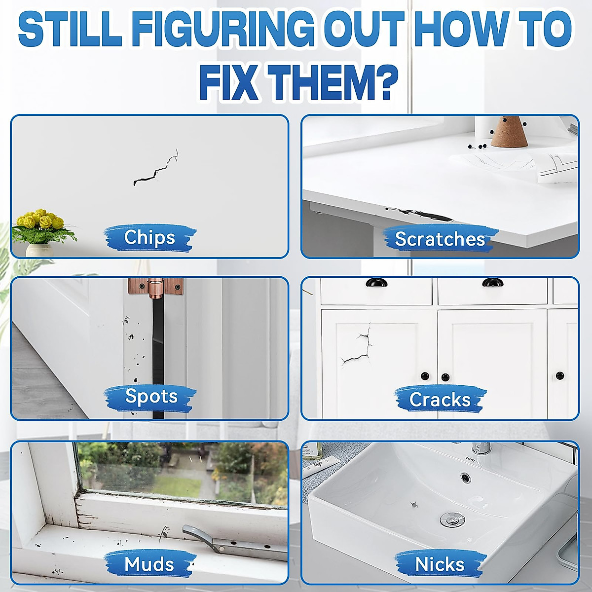 White Touch Up Paint, Multi-Surface Touch Up Paint Pen for Chips and Scratches, White Paint for Walls, for Wall Enamel Furniture Appliance Porcelain Cabinet Bath (Semi-Gloss)