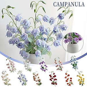 Fake Flowers,Artificial Plants & Flowers,Artificial Flowers Campanula 15 Flower Heads,Artificial Flowers Wind Chime Orchid Wedding Holding Flowers Bouquet Garden Wedding Party Office Decoratio (F)
