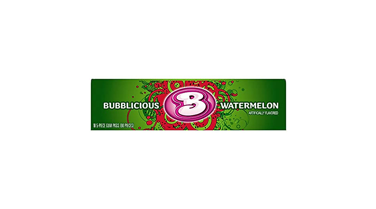 Bubblicious Watermelon Bubble Gum - 18 Packs of 5 Pieces