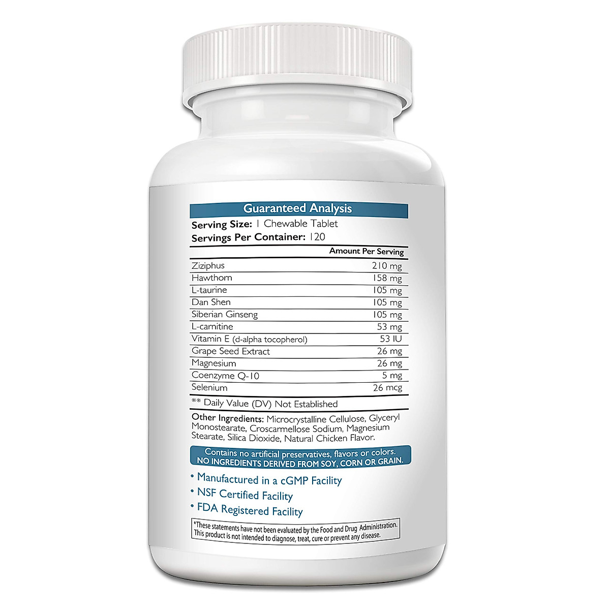 Nutrition Strength Cardio Support for Dogs Plus Antioxidant, L-Carnitine, L-Taurine, with Coenzyme Q10 and Vitamin E, Promotes a Healthy and Strong Dog Heart, 120 Chewable Tablets