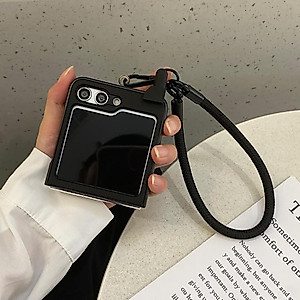 Classic Phone Case for Samsung Galaxy Z Flip5 5G Case for Women, Cute Design, Slim Flexible Silicone, Matte Back Anti-Slip Scratch-Resistant Protective Cover for Samsung Z Flip 5 5G (Black)