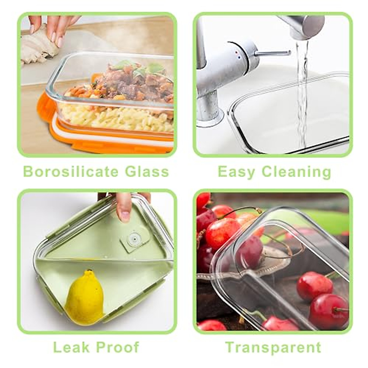 ZRRHOO 10 Pack Orange Food Storage Container Set, Glass Meal Prep Containers with Lids (Built in Vent), Airtight Bento Boxes for Microwave, Oven, Freezer and Dishwasher, BPA Free & Leak Proof