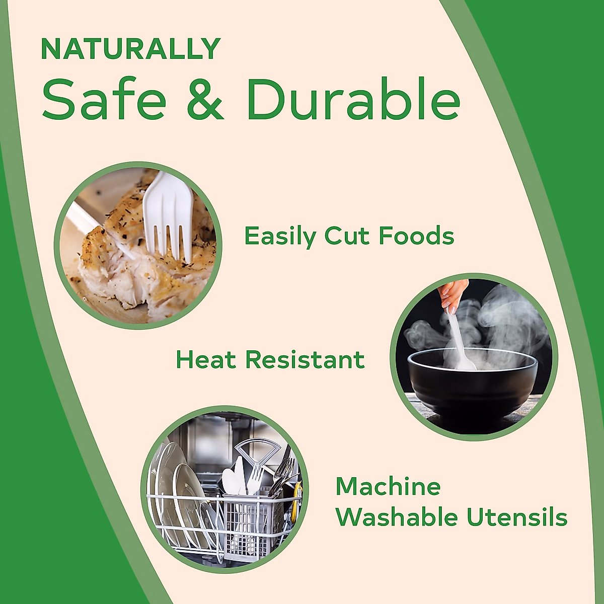 Treeatery - Compostable Cutlery Set, Plant-Based Compostable Utensils Disposable, Dishwasher-Safe Compostable Silverware, 380-Piece Disposable Cutlery, Plant a Tree with Every Box, Ivory White