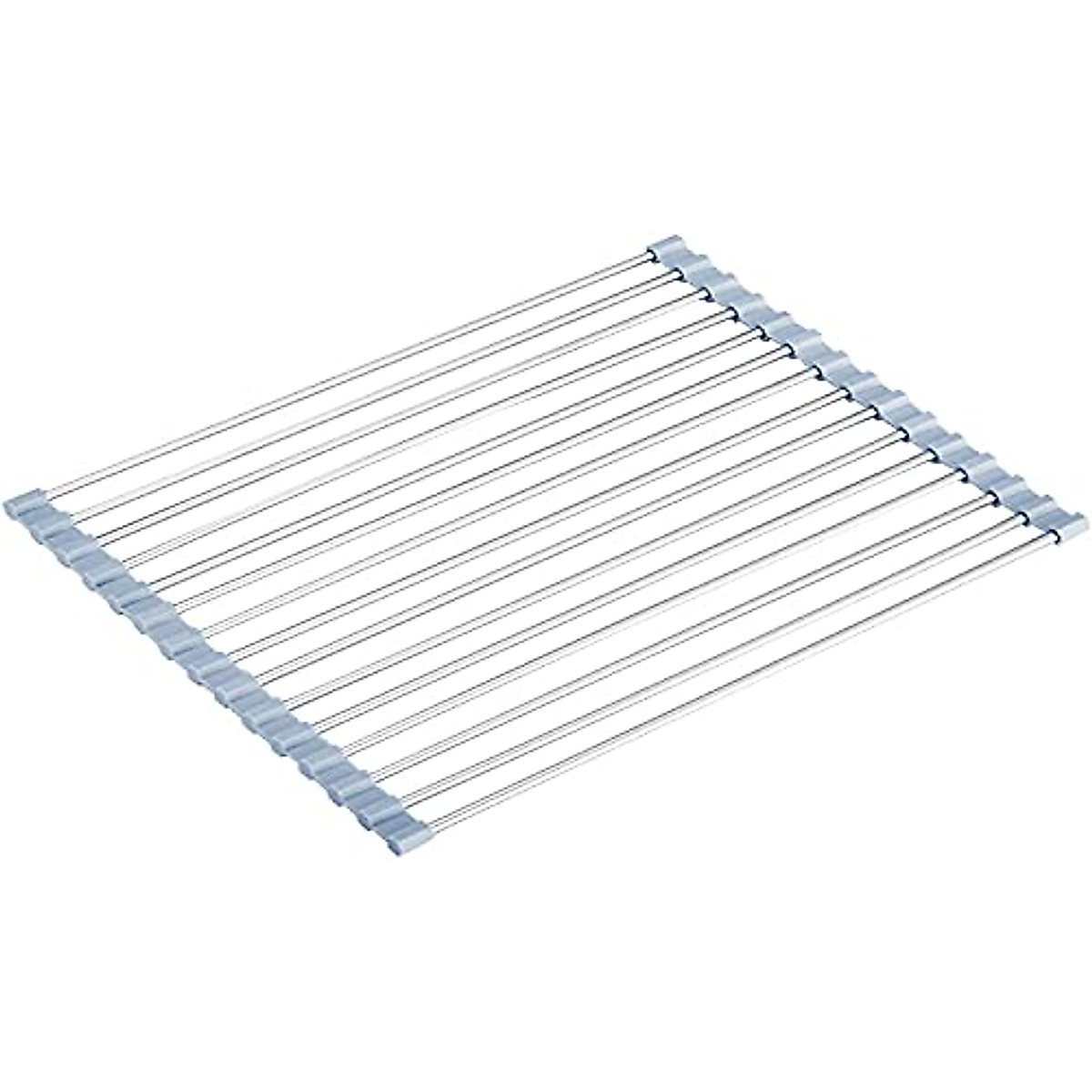 Seropy Roll Up Dish Drying Rack, Over The Sink Dish Drying Rack Kitchen Rolling Dish Drainer, Foldable Sink Rack Mat Stainless Steel Wire Dish Drying Rack for Kitchen Sink Counter (17.5''x11.8'')