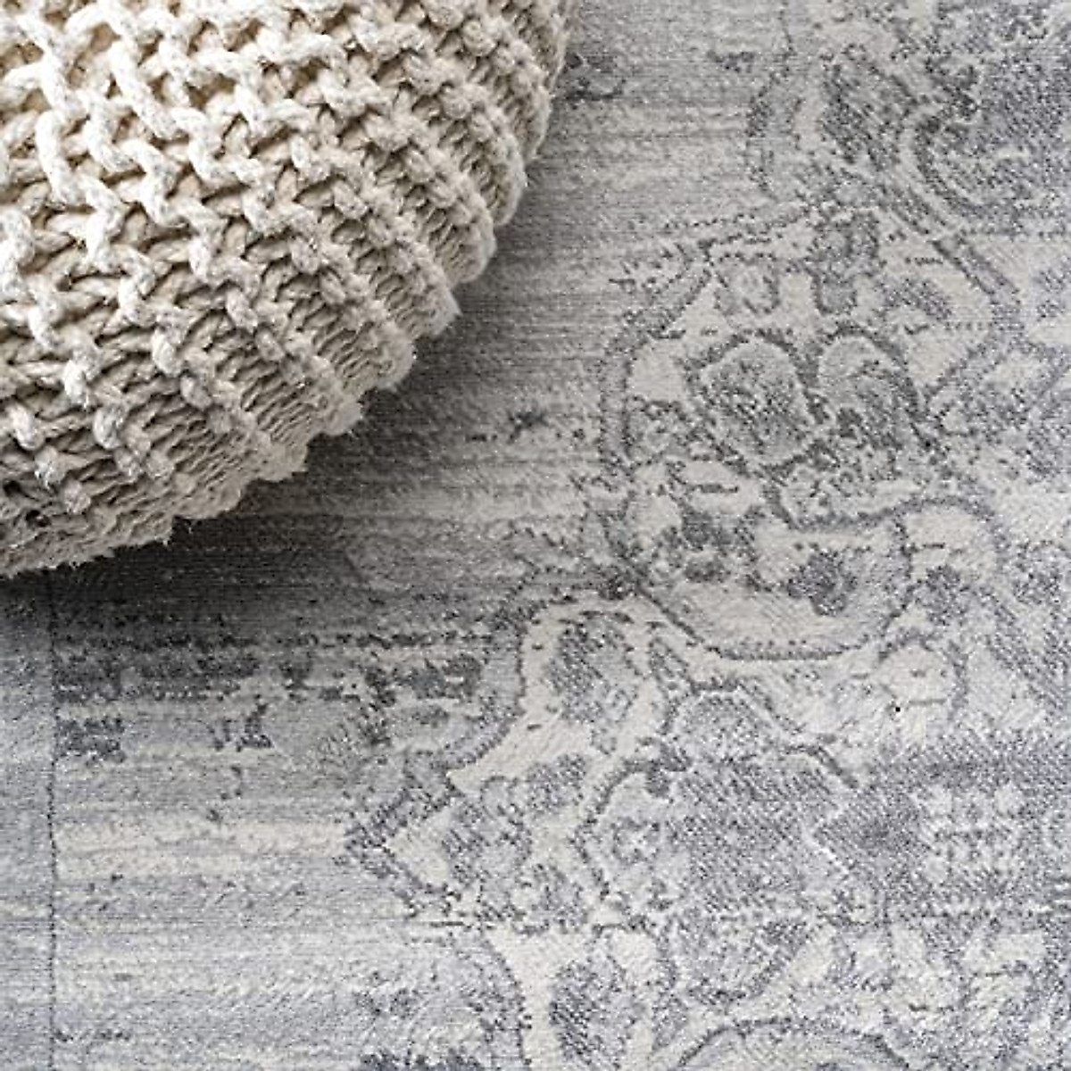 JONATHAN Y MDP103B-8 Modern Vintage Moroccan Medallion Indoor Area-Rug Country Easy-Cleaning Bedroom Kitchen Living Room Non Shedding, 8 X 10, Light Gray