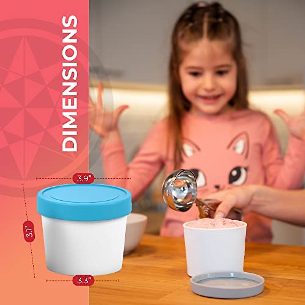 StarPack Ice Cream Containers for Homemade Ice Cream (6 Pcs) - Reusable Ice Cream Containers With Lids - No Leak & Frost Ice Cream Storage Containers For Freezer - 13.5oz per Ice Cream Container