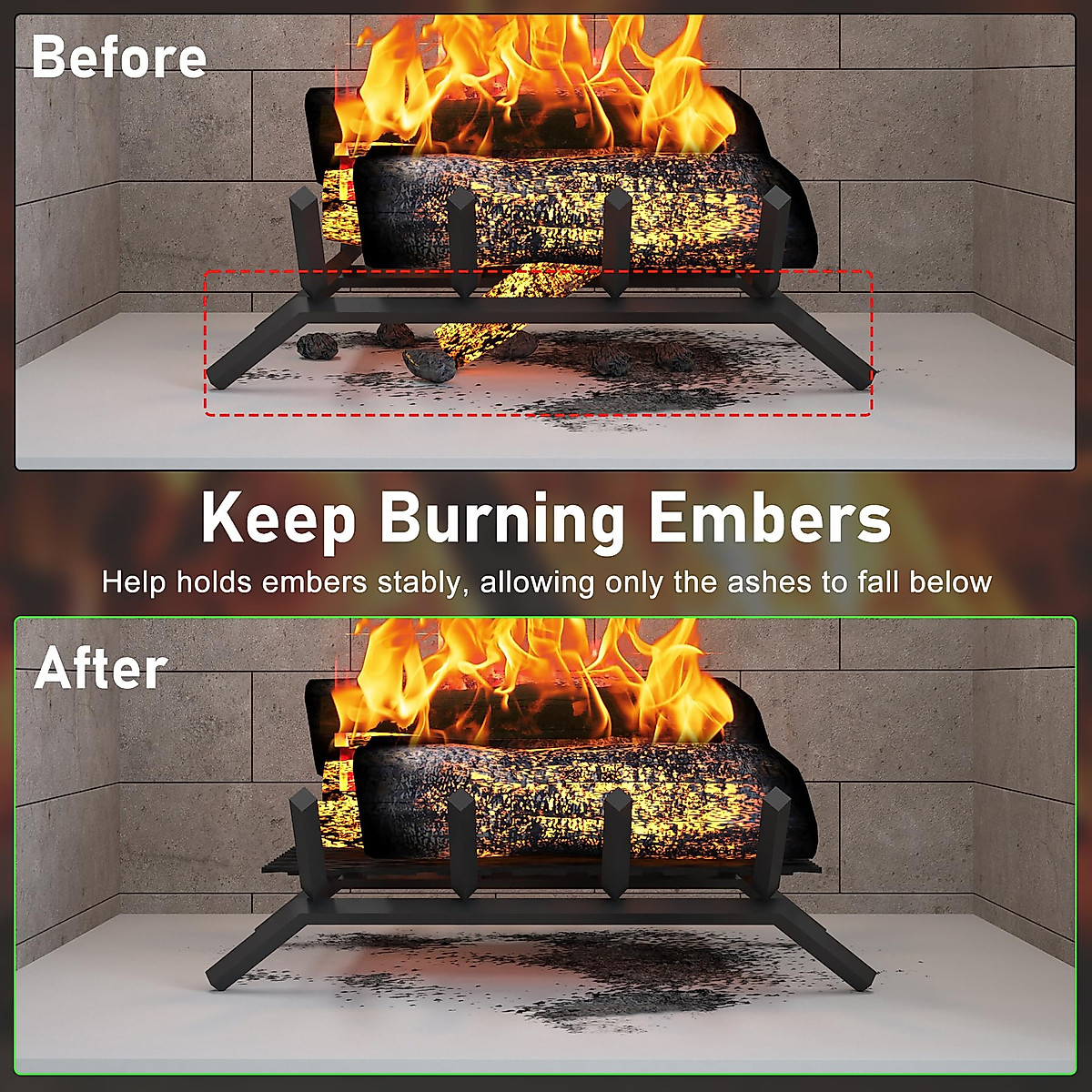 Flamorrow Ember Retainer for Fireplace Grates 12 x 7.5 inch, Metal Fireplace Grate Ember Retainer Mesh, Keep Burning Embers from Falling, Fire Place Accessories for Fire Pits, Camping, 2 Pack