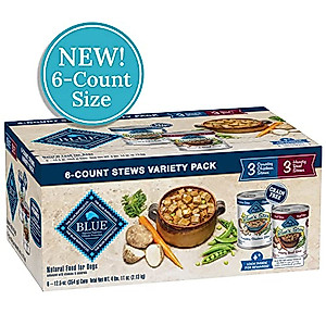 Blue Buffalo Blue's Stew Chicken & Beef In Gravy Wet Dog Food Variety Pack for Adult Dogs, Grain-Free, 12.5 oz. Cans (6 Pack)